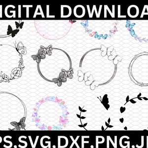 BUTTERFLY MONOGRAM SVG\ Butterfly Wreath Svg\ Circle Monogram Svg ...