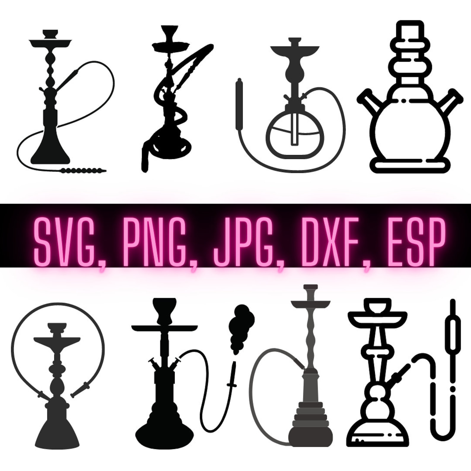 Hookah Svg Bundle Shisha Svg Bundle Smoke Hookah Svg Hookah Vector ...