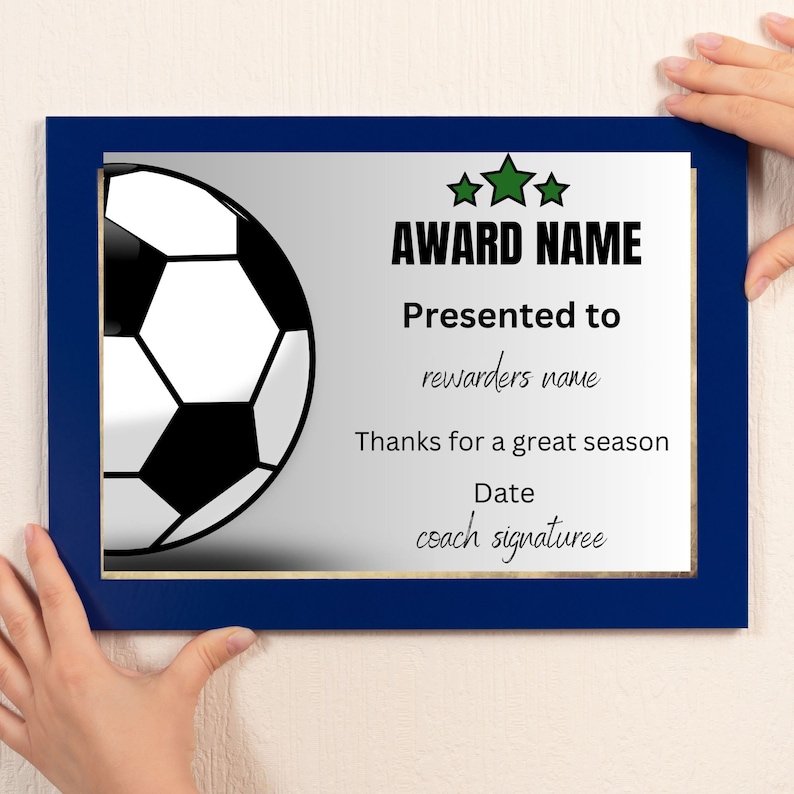 Soccer Award Certificate Editable Canva Template Printable Award End of ...