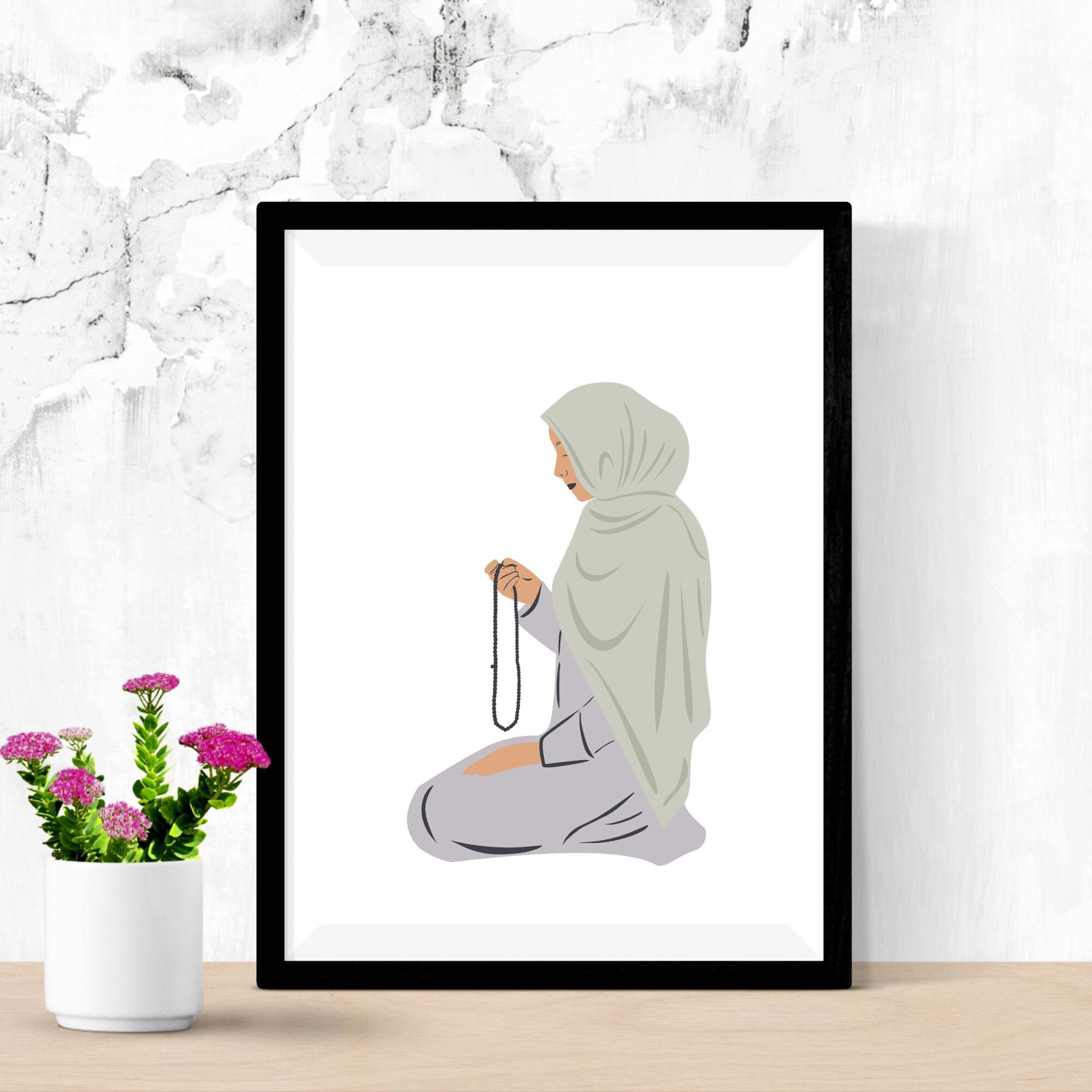 Women Prayer Clipart\ Islamic Portrait\ Islamic Prayer Sticker\ Muslim ...