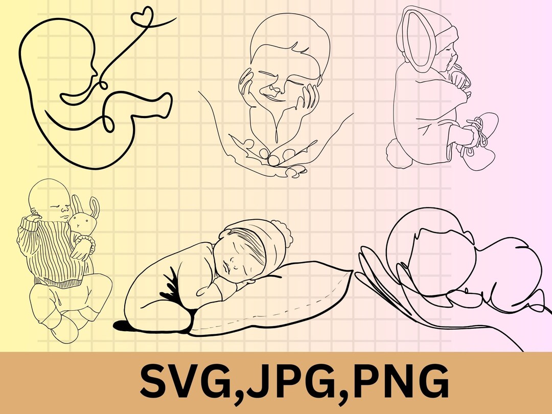 Baby Line Drawing SVG\ Newborn Babies Line Drawing Digital File\ Baby ...