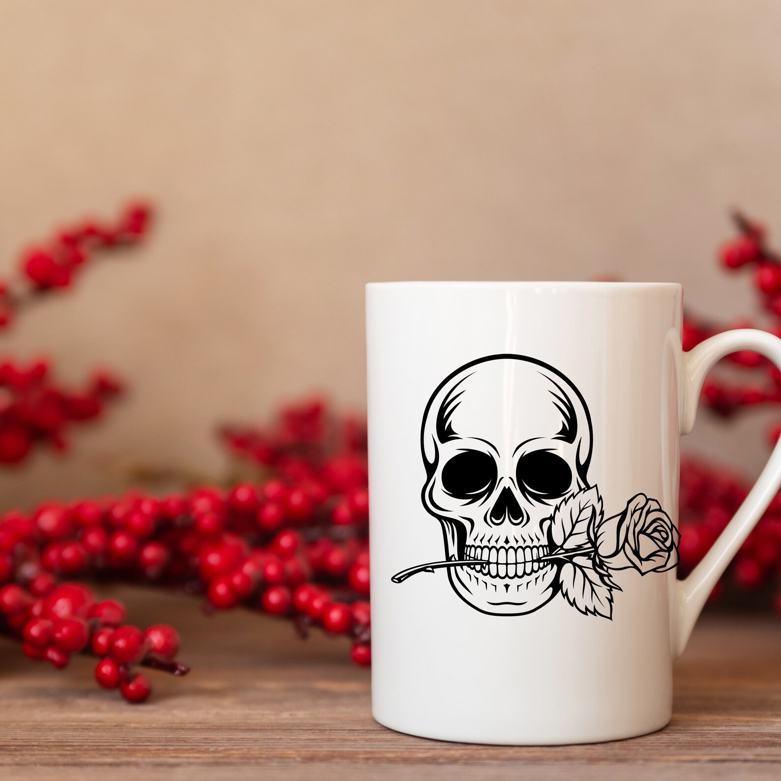 Skull Rose SVG Skull Biting Rose SVG Skull T-shirt Rose - Etsy