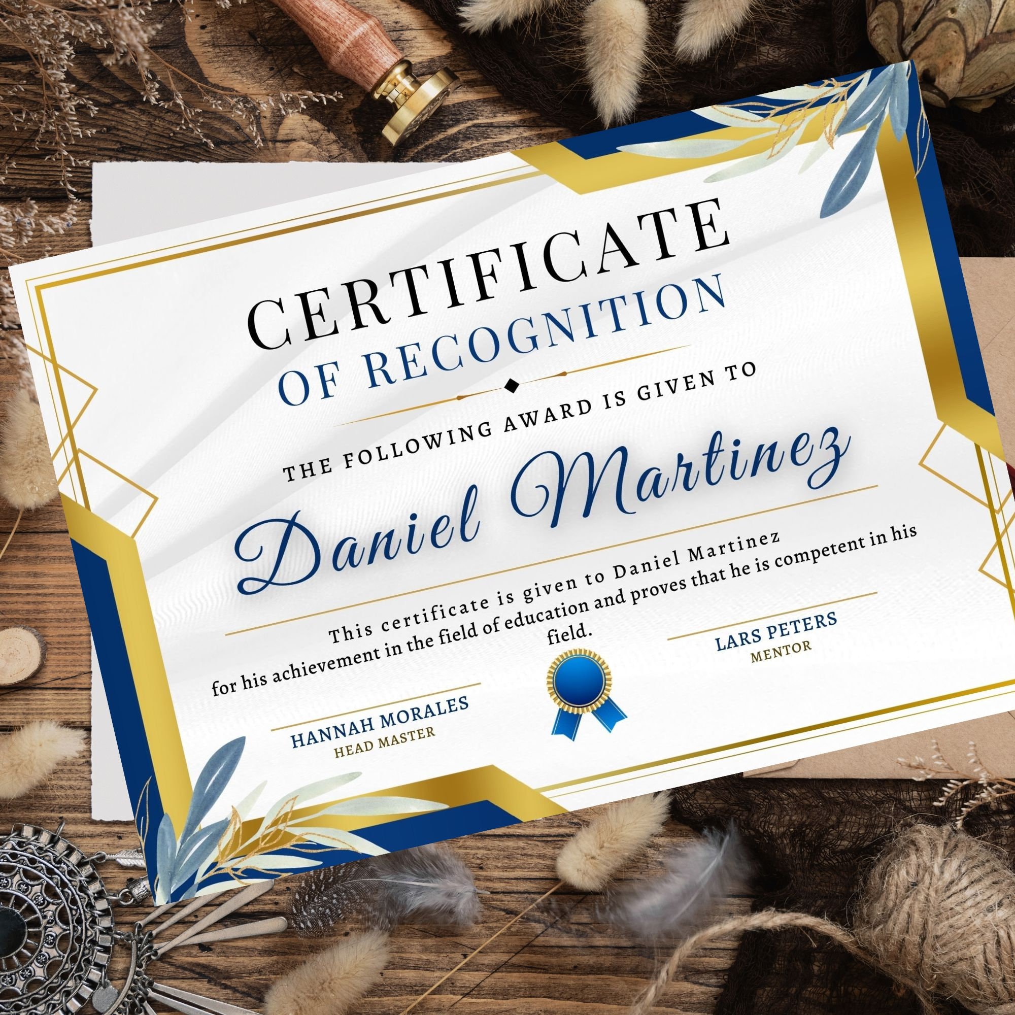Editable Certificate of Recognition Template Editable - Etsy