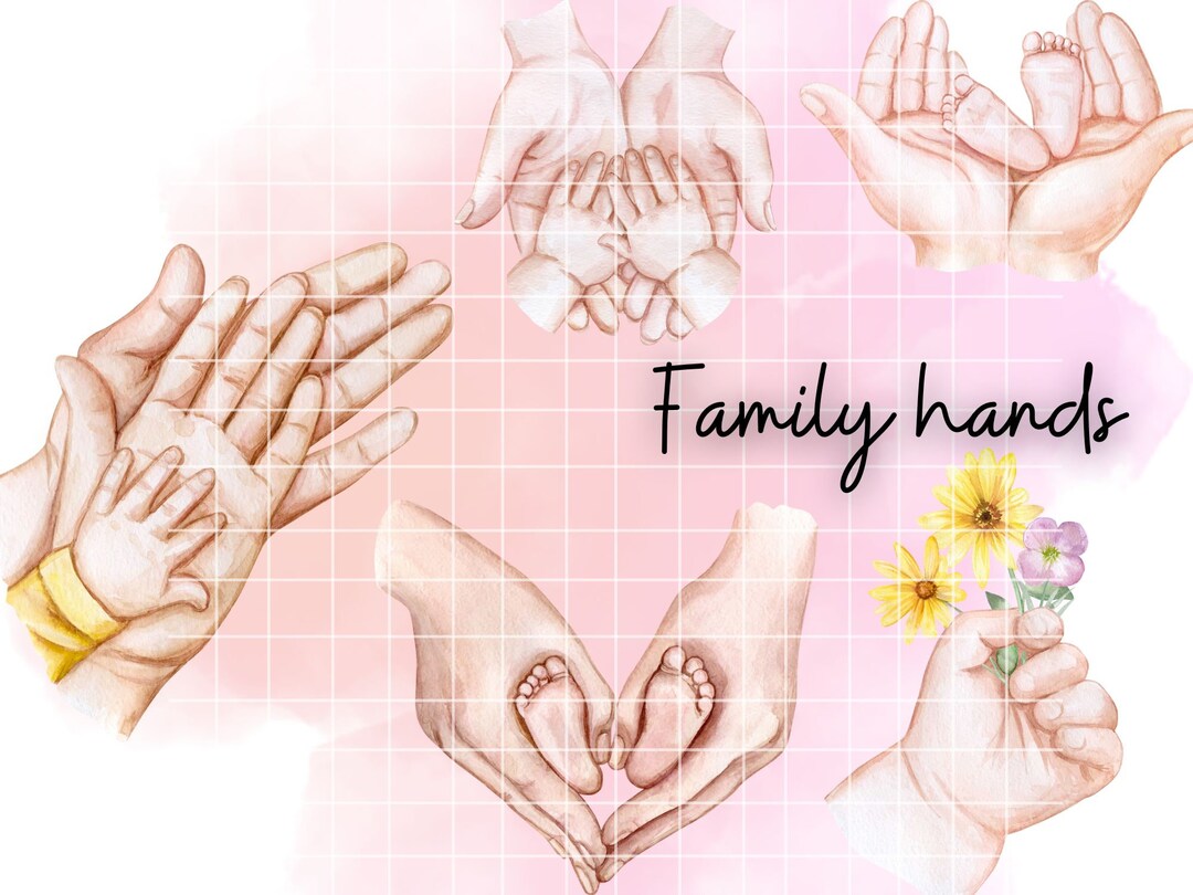 Family Hands Svg\ Mom Dad Baby Hands Svg\ Mother Father Child Hand Line ...