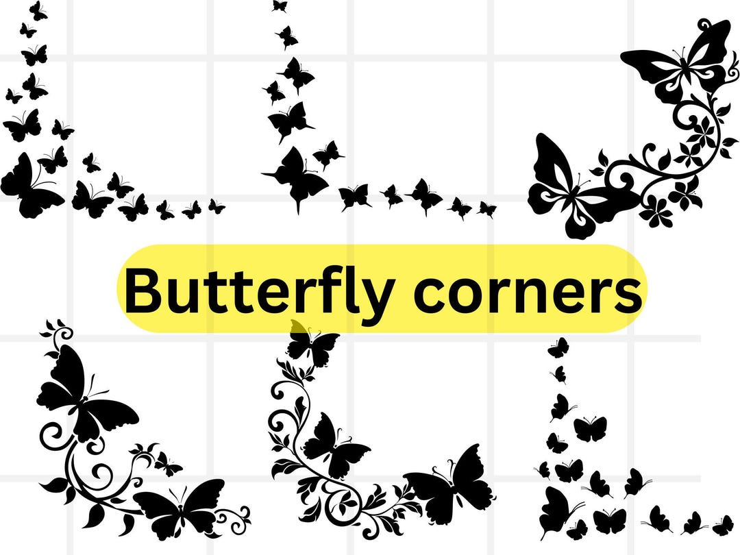 Corner Border SVG File for Cricut\ Butterfly Border SVG for Silhouette ...