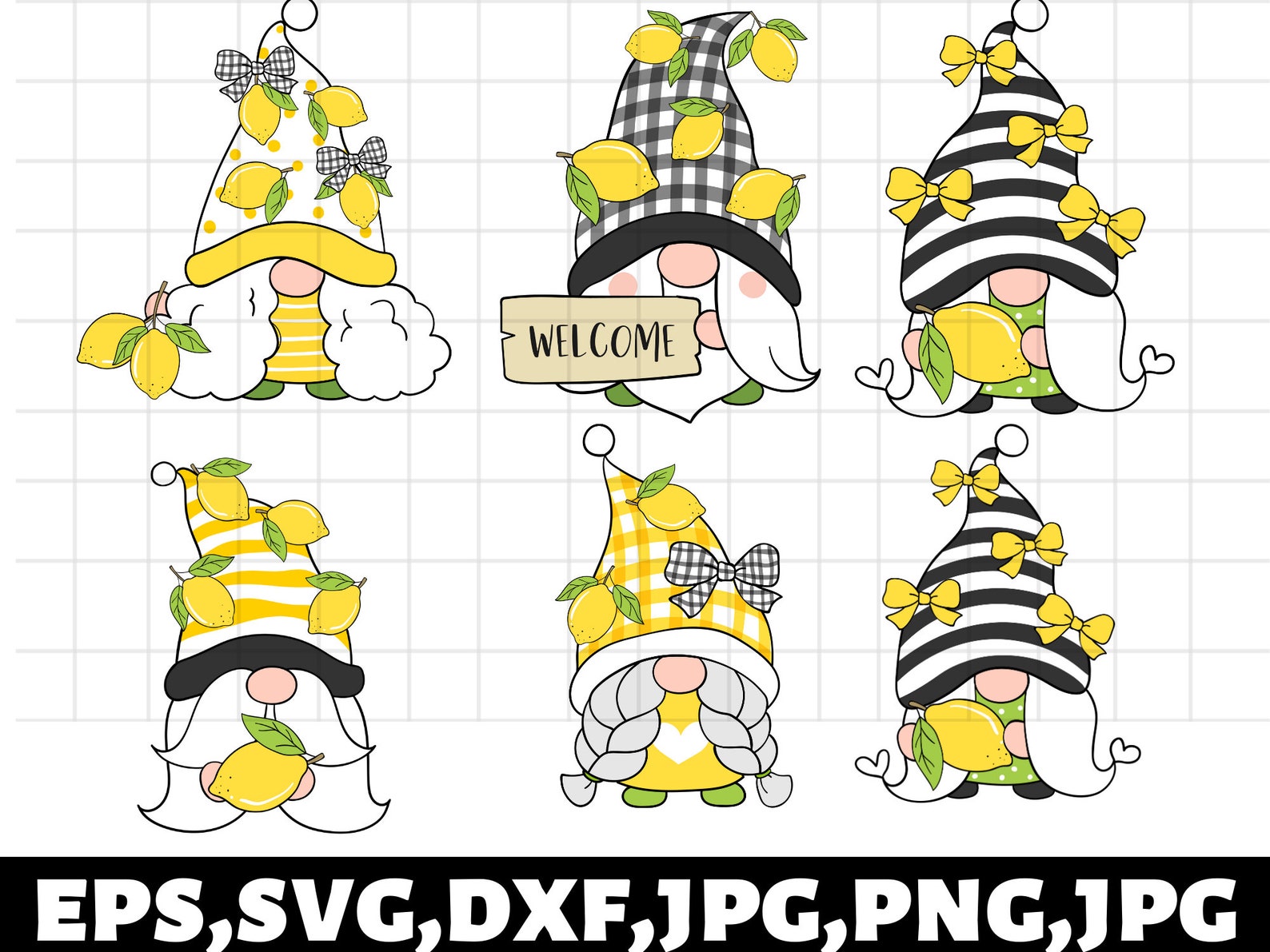 Lemon Gnome Clipart Summer Gnomes Svg Fruits Clipart Summer - Etsy