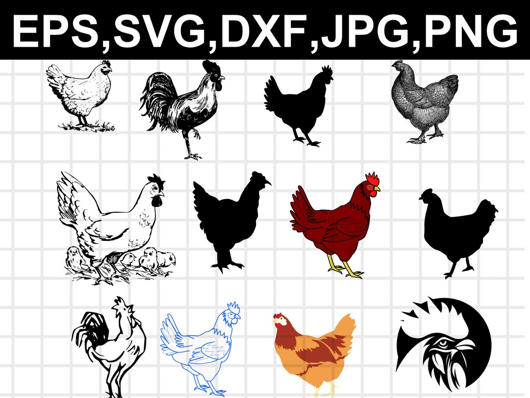 Chicken SVG\ Chicken Clipart\ Rooster Cut Files\ Hen Silhouette ...