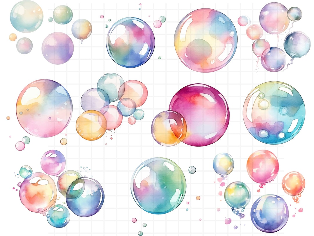 Watercolor Bubbles Clipart Set\ Soap\ Foam Water Bubble\ Transparent ...