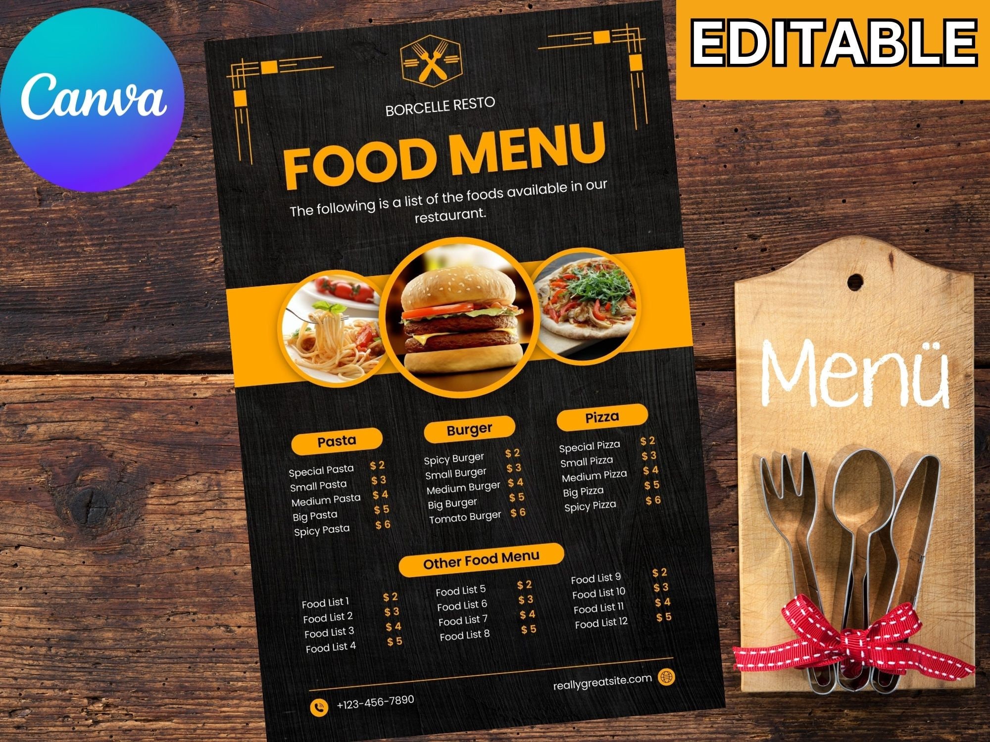 Restaurant Menu Template Food Menu Template Editable Restaurant Food ...