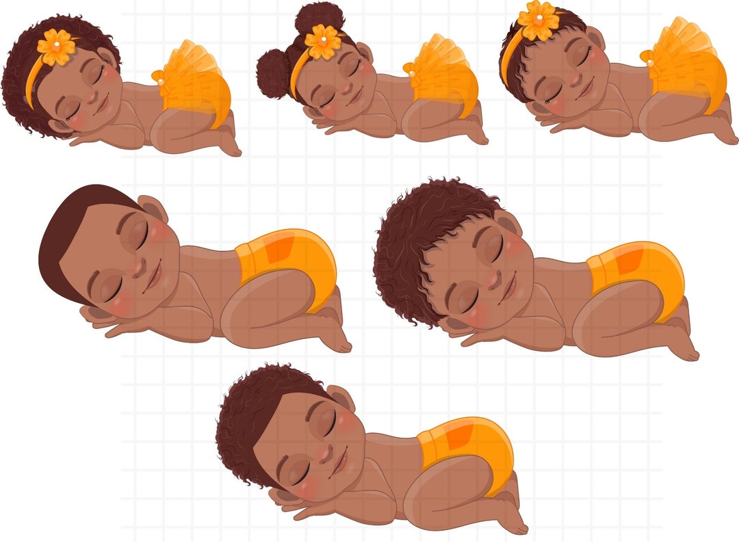 Sleeping Black Baby Boy Clipart\ Blue African American Boy Clipart ...