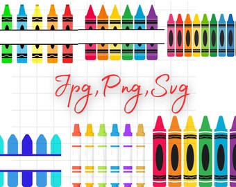 Crayon Split Monogram Svg, Teacher Monogram Svg, Crayon Svg, Crayon Set ...