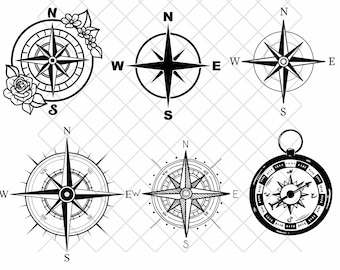 Compass Svg, Compass Rose Svg Bundle, Compass Dxf, Kompass Svg ...