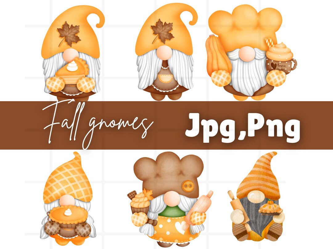 Watercolor Fall Gnomes Clipart PNG Bundle\ Autumn Pumpkin Gnomes ...