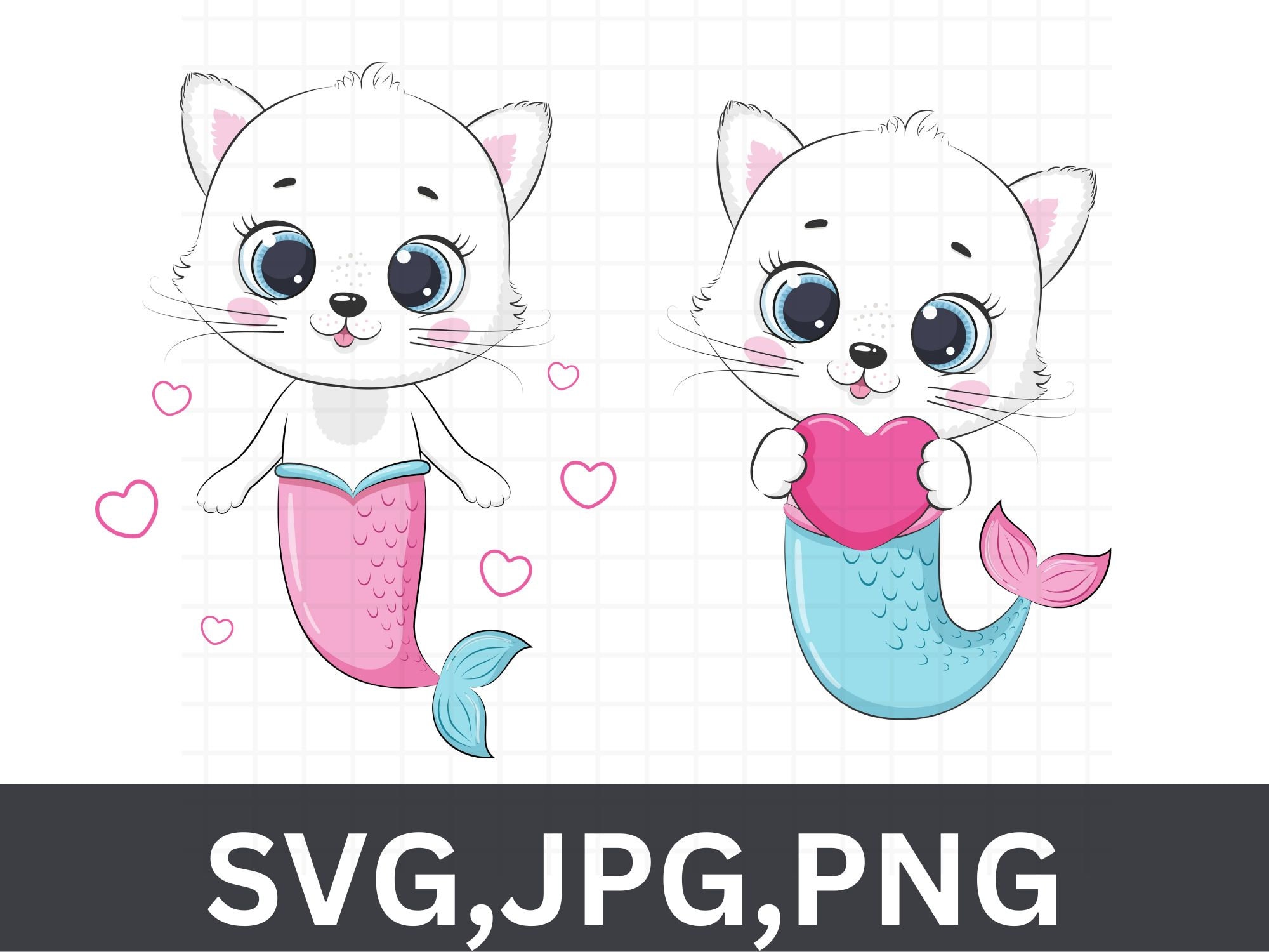 Kitty Mermaid Set SVG\ DXF Cut File\ Clipart Pack\ Instant Download ...