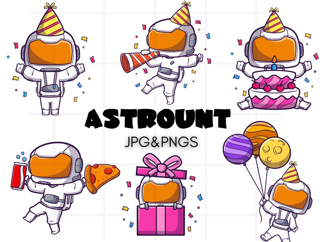 Cute Astronaut Clipart Bundle\ Watercolor Astronaut Clipart\ Cute Space ...