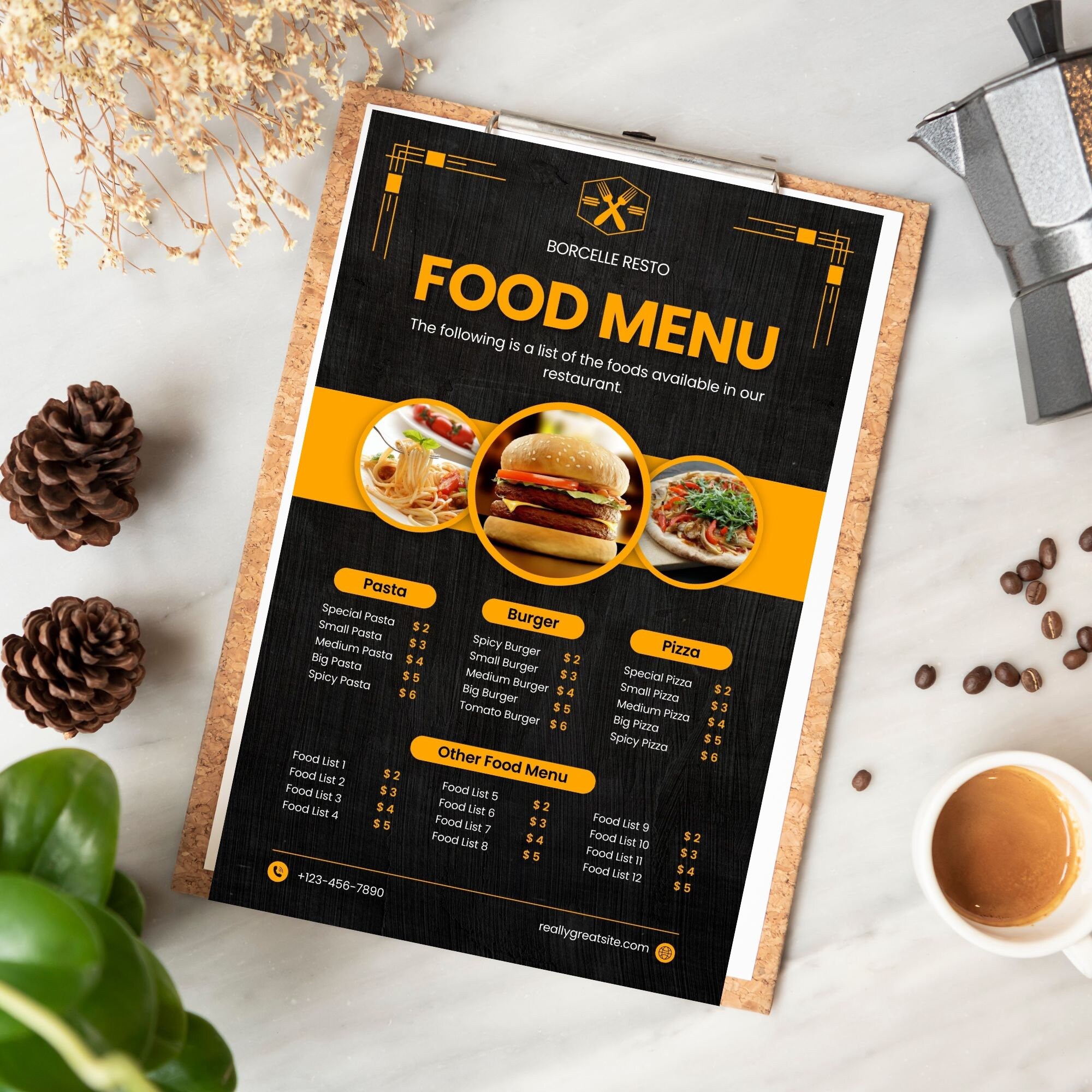 Restaurant Menu Template\ Food Menu Template\ Editable Restaurant Food ...