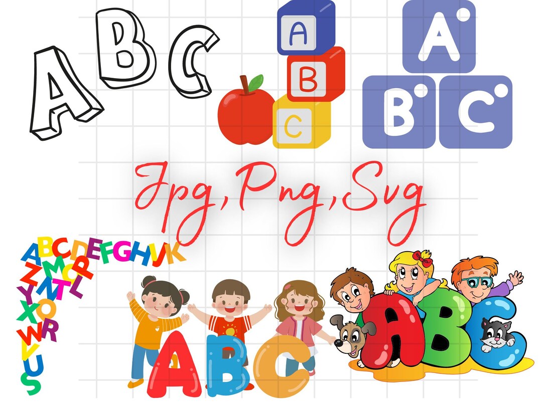 ABC Alphabet Blocks Vector Clipart\ Outline Silhouette Stamp & Color ...