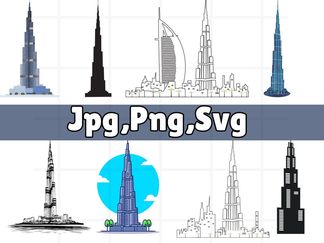 Burj Khalifa SVG\ Iconic Dubai Svg\ Iconic Dubai Building Svg\ Dubai ...