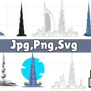 Burj Khalifa SVG\ Iconic Dubai Svg\ Iconic Dubai Building Svg\ Dubai ...