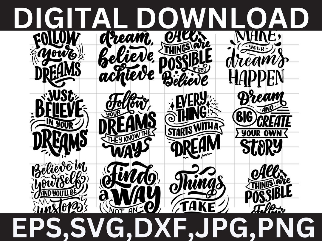 Motivational Svg Bundle\ Positive Quote\ Enjoy 50% off When You Order 3 ...