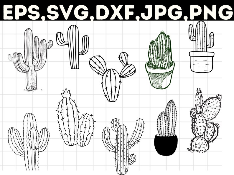Cactus SVG\ Cactus Svg Files for Cricut\ Cactus Svg Bundle\ PNG\ DXF ...