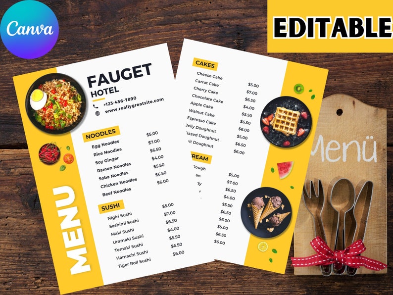 Restaurant Menu Template Food Menu Template Editable Restaurant Food ...