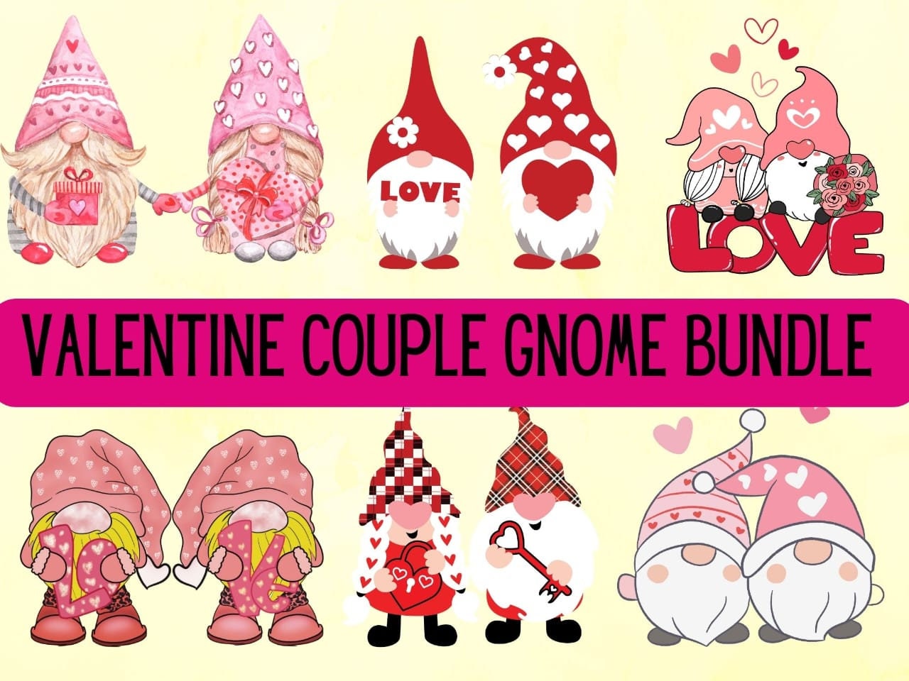 Valentine's Day Gnomes Digital DOWNLOAD PNG & SVG Gnomies Bundle Svg ...