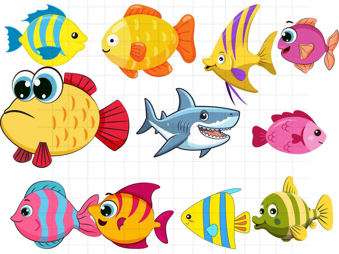 Cartoon Fish Svg\ Fish Svg\ Sea Clipart\ Fishing Clipart\ Ocean Clipart ...