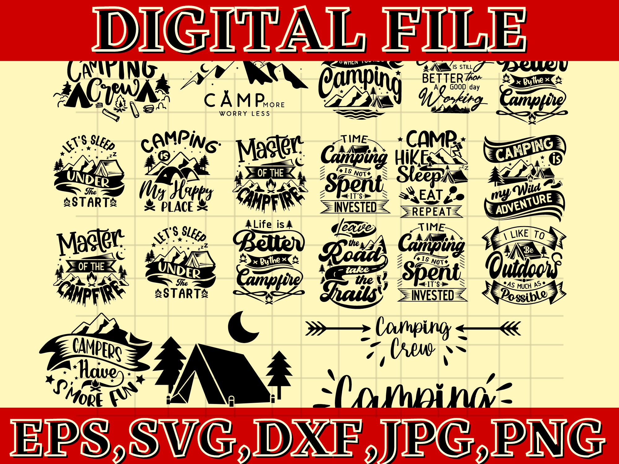 Camping SVG Bundle Happy Camper Svg Camping Quotes Svg Camp Life Svg ...