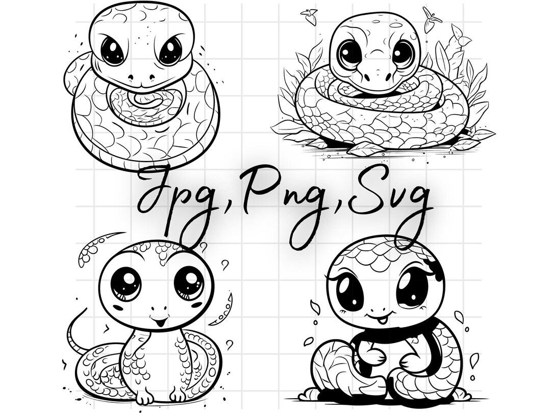 Cute Snake Svg\ Jungle Animals Clipart\ Cartoon Snake Svg\ Baby Snake ...