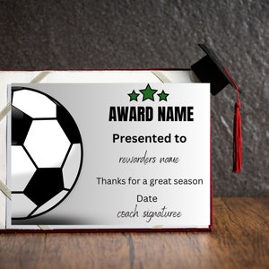 Soccer Award Certificate Editable Canva Template\ Printable Award End ...