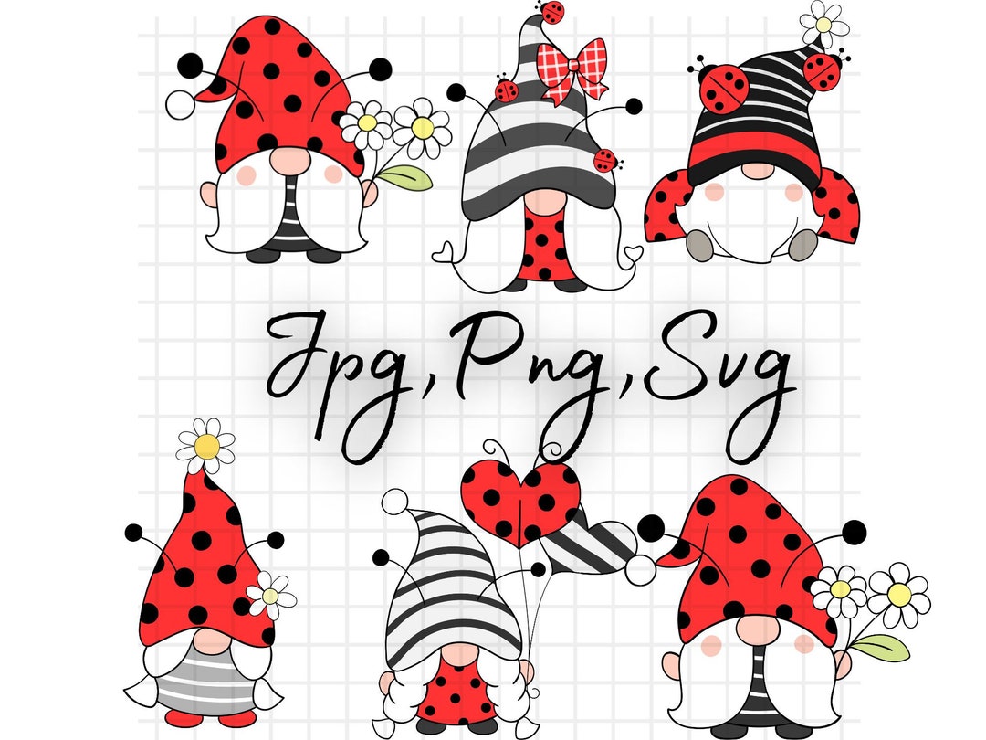 Lady Bug Gnome Clip Art Bundle\ PNG Designs\ Decorative Images\ Digital ...