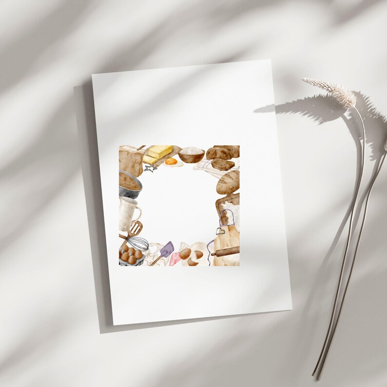 Watercolor Baking Frames\ Hand Painted Kitchen Clipart\ Planner ...