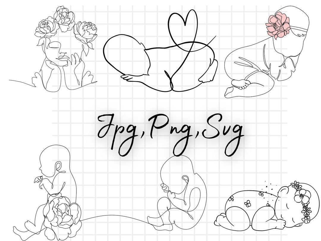 Baby Line Art\ Child\ Baby\ Newborn Toddler\ Line Drawing\ Instant ...