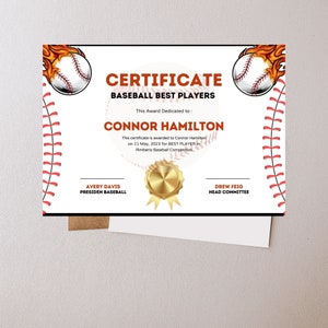 Editable Baseball Award Certificate Bundle\ Canva Template\ Team Party ...