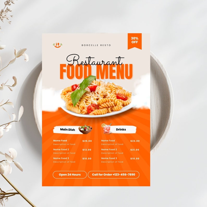 Restaurant Menu Template Food Menu Template Editable Restaurant Food ...