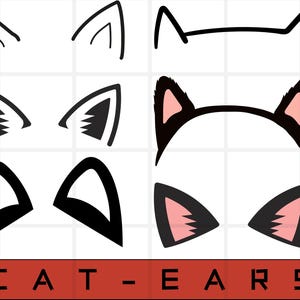 Cat Ears Line Drawing Bundle\ Cat Breeds Ears\ Kitten Svg\ Line Drawing ...