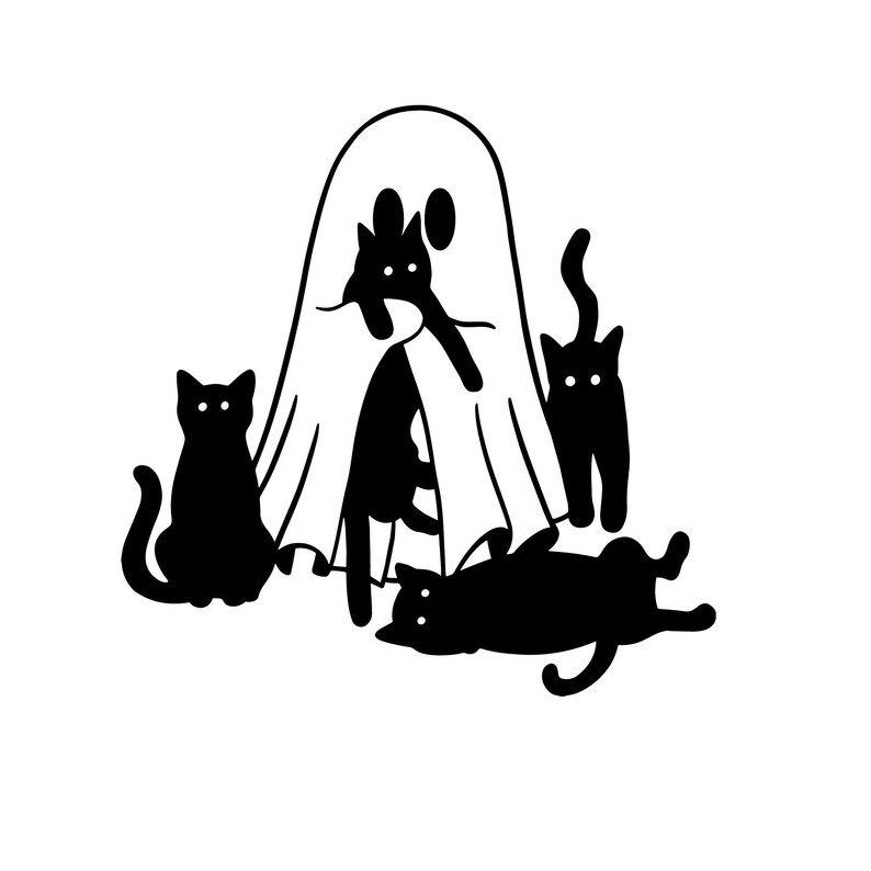 Ghost and Black Cat SVG\ Cute Halloween SVG\ Boo SVG\ Spooky Black Cat ...