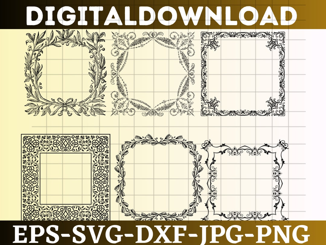 Decorative Frame SVG Bundle\ Floral Border Svg\ Vintage Frames Svg ...