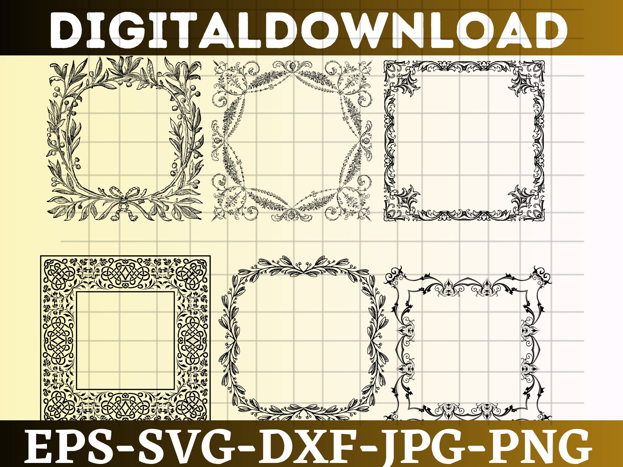 Decorative Frame SVG Bundle Floral Border Svg Vintage Frames Svg ...