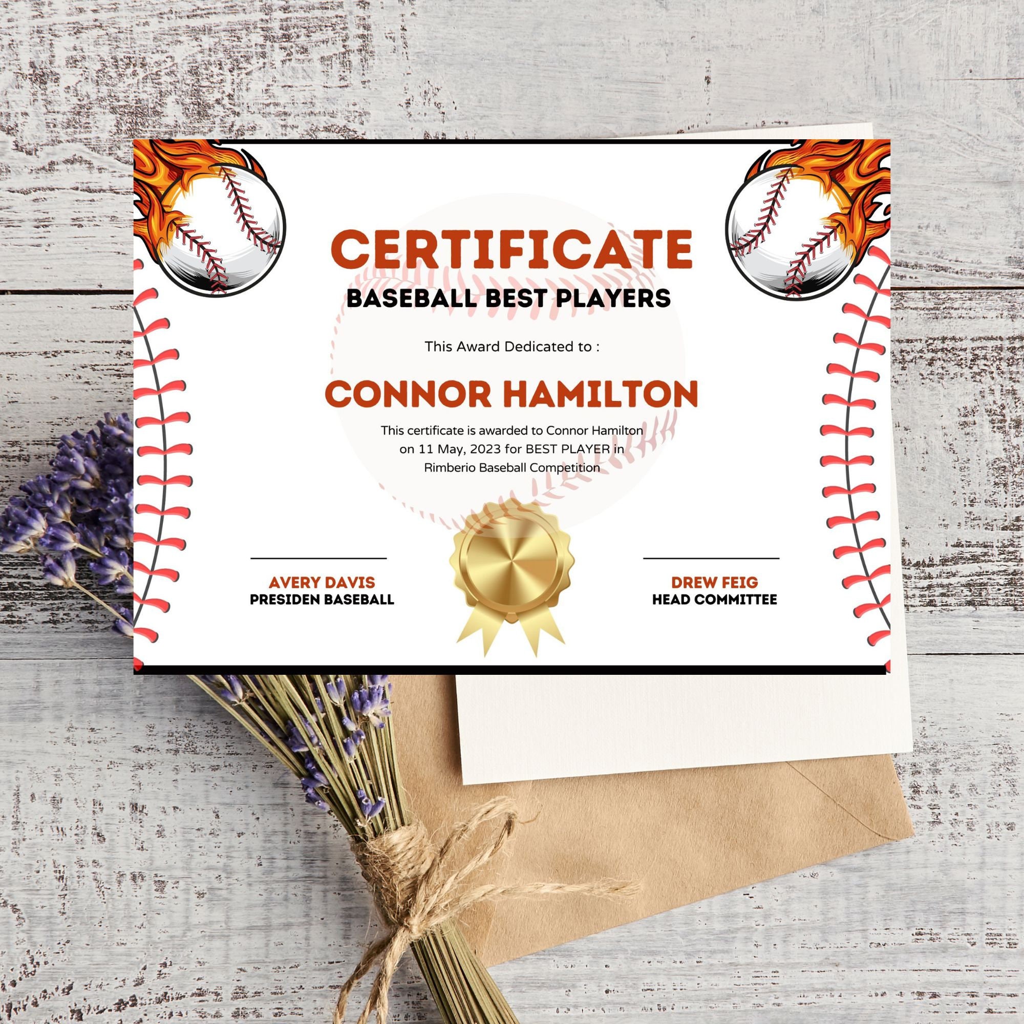 Editable Baseball Award Certificate Bundle Canva Template Team Party ...