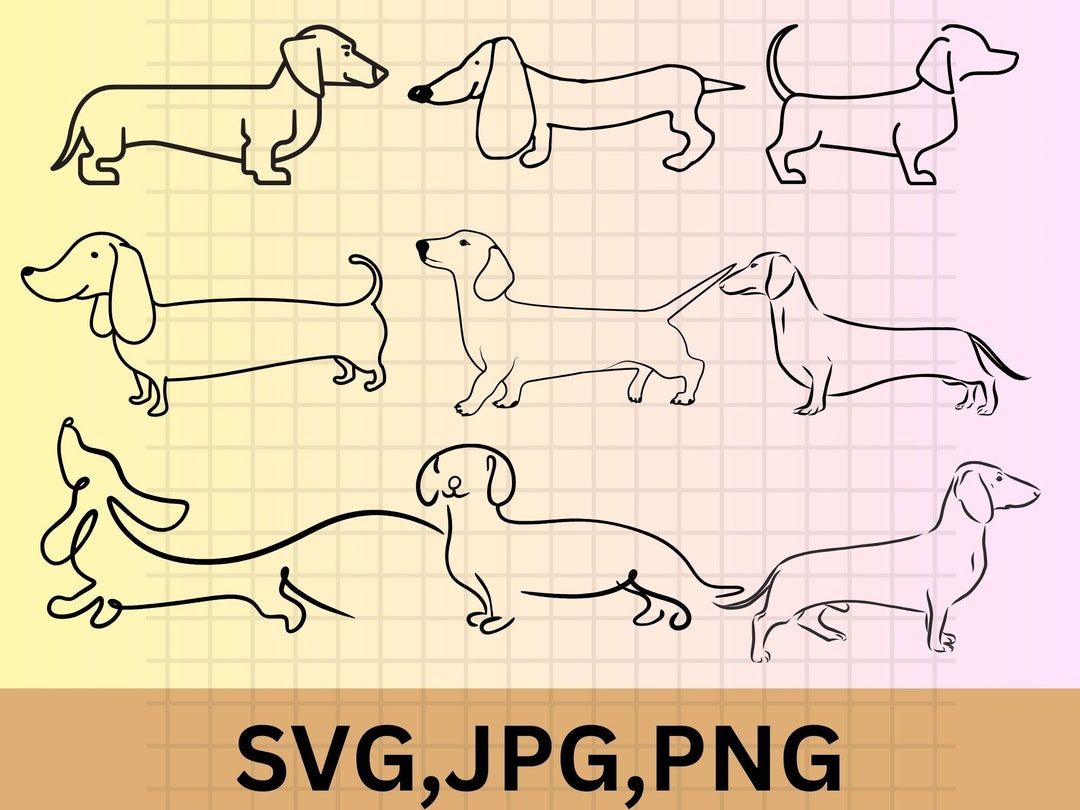 Dachshund Puppy Dog Line Art\ Dog Puppies Line Drawing\ Sausage Dog ...