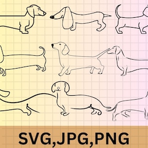 Dachshund Puppy Dog Line Art\ Dog Puppies Line Drawing\ Sausage Dog ...