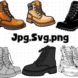 Pair of Work Boots Svg\ Png Jpg\ File Types Soldier\ Fireman Policeman ...