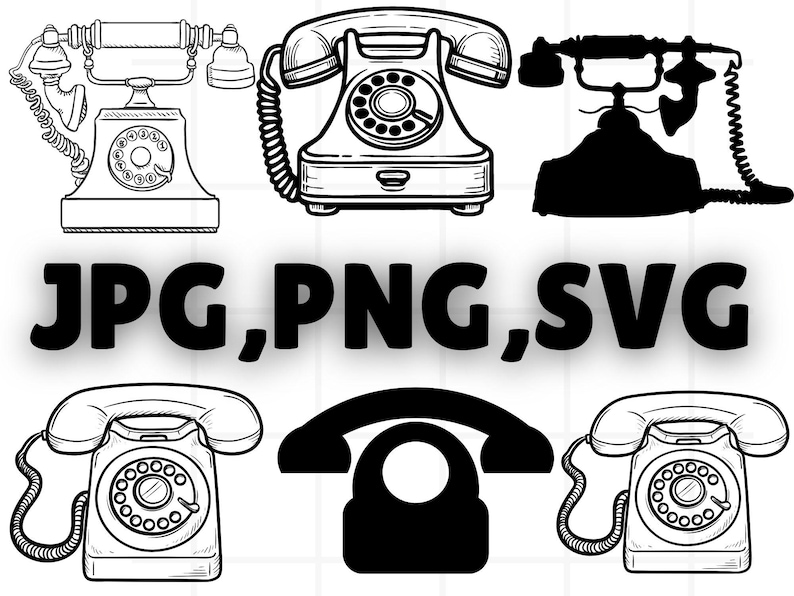 Old Rotary Telephone SVG\ Clip Art Cut File Silhouett Png Jpg\ Instant ...