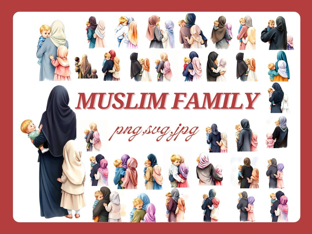 Muslim Family Clip Art Bundle\ Women\ Girls\ Boys\ Hajj & Umrah ...