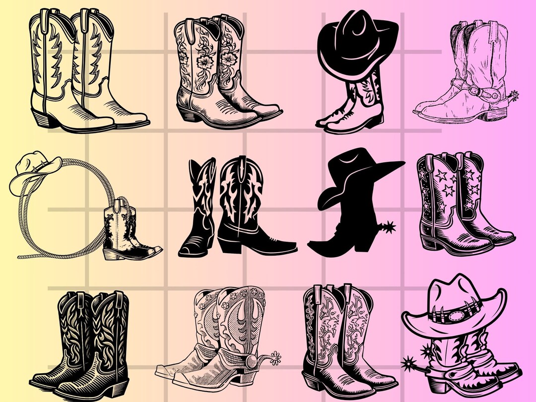 Cowboy Boots and Hat Svg Bundle\ Cowgirl Boot Svg\ Png\ Jpg\ Floral ...