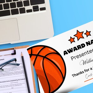 Basketball Award Certificate Editable Canva Template\ Printable Award ...