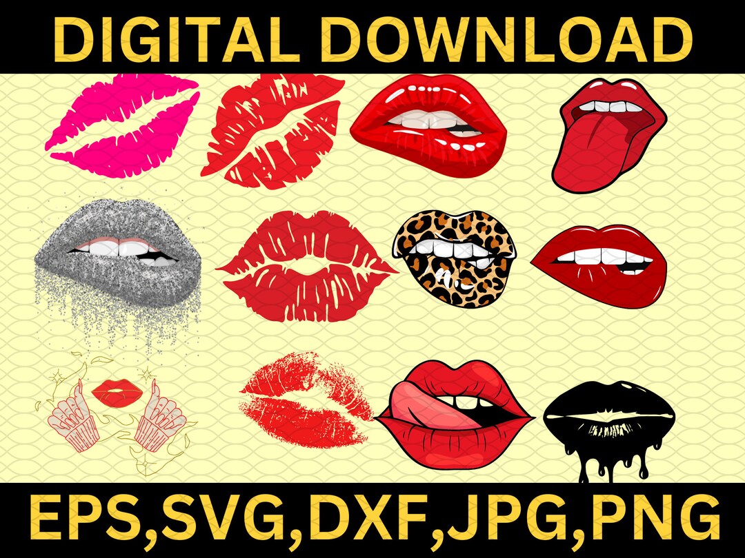 Lips Svg\ Red Lips Svg Bundle\ Kiss Svg\ American Lips Svg\ Kiss Desig ...