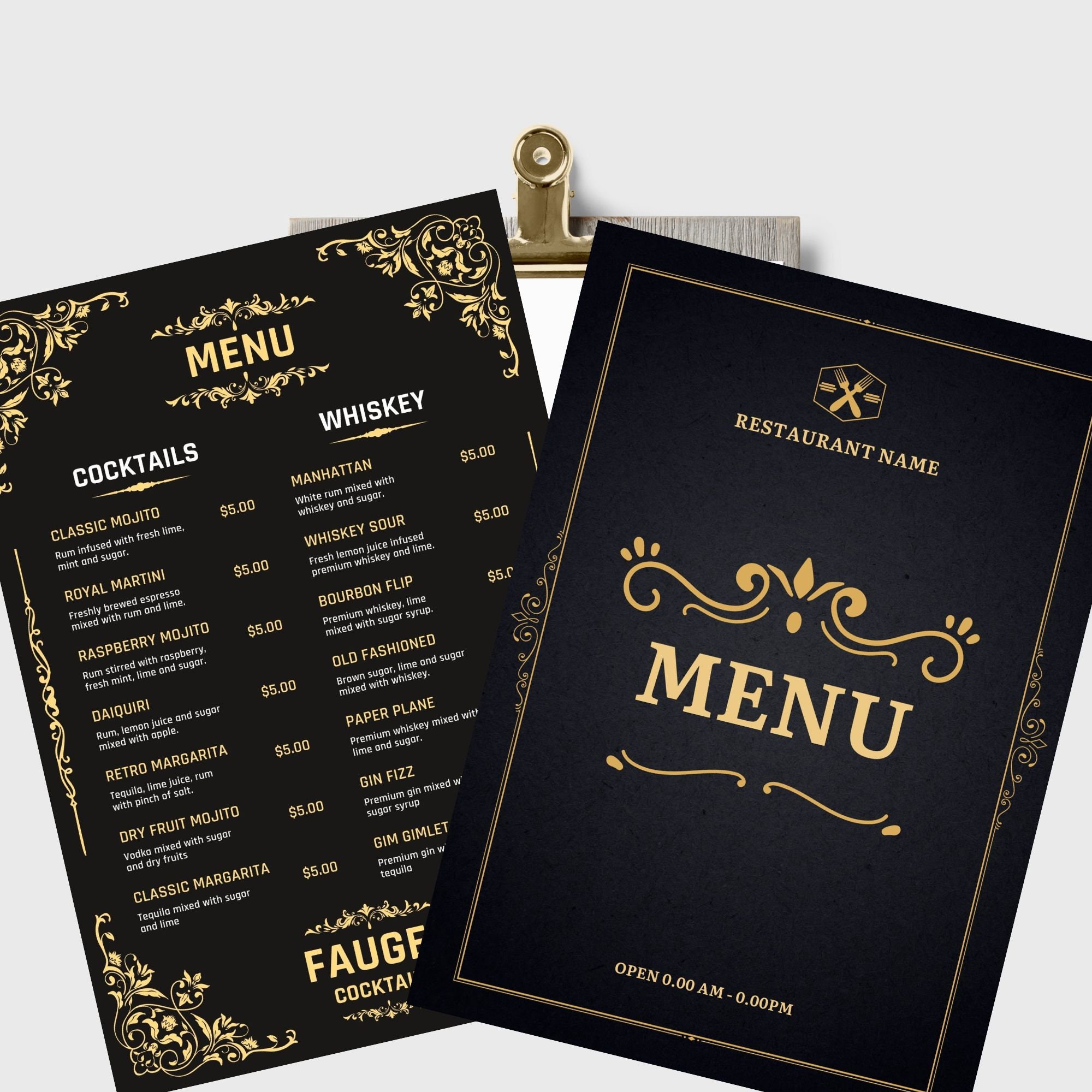 Restaurant Menu Template Food Menu Template Editable - Etsy